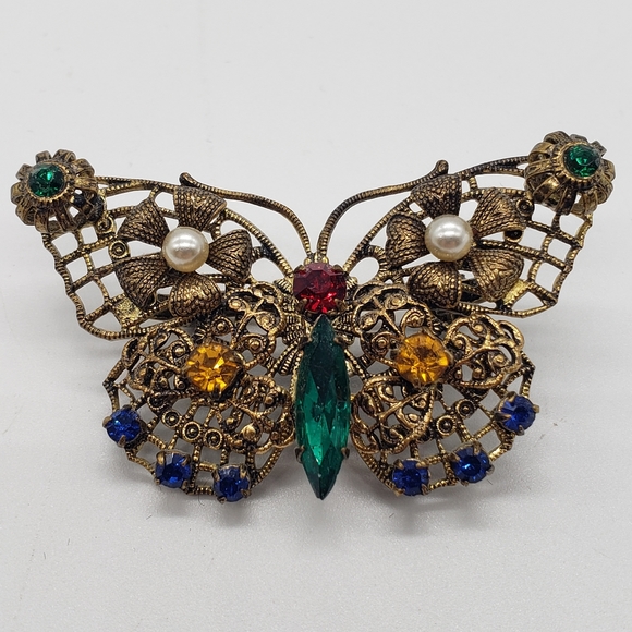 Jewelry | Vintage Bronze Color Metal Butterfly Pin | Poshmark